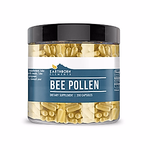 Earthborn Elements Bee Pollen 200 Capsules, Pure & Undiluted, No Additives