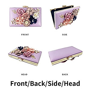 shiiriin | Women’s Lilac Clutch Purse 3D Floral Hand Bag | Handmade with Pearl | Bridal Wedding Daytime Evening Party