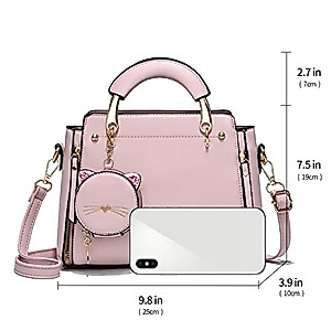 XIAOYU Fashion Purses and Handbags for Women Ladies Leather Top Handle Satchel Shoulder Bags Small Totes (Pink)