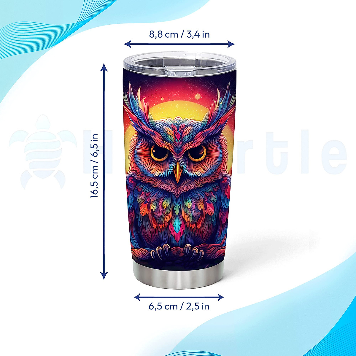 Hyturtle Personalized Owl Lovers Tumbler - Owls Print Custom Name Stainless Steel Coffee Tumbler 20 oz With Lid - Idea Owl Lover, Animal Lover Gifts For Women, Mom, Daughter For Birthday, Christmas