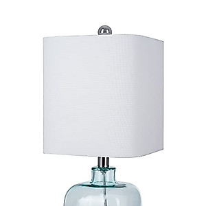 Catalina 23102-001 Coastal Translucent Glass Table Lamp with Linen Shade, 21", Sea Foam Green