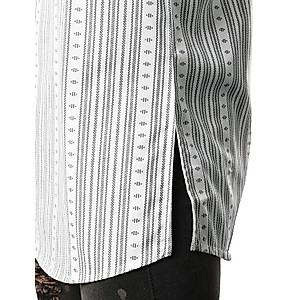 JOGAL Mens Striped Henley Shirt Short Sleeve Traditional African Style Dashiki Shirts White X-Large