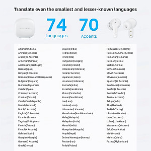 ANFIER Language Translator Earbuds Online Support 144 Languages & Accents Translation Music and Calling 3-in-1 Wireless Translator Device with APP Fit iOS & Android