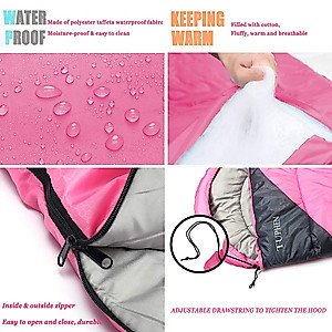 tuphen- Sleeping Bags for Adults Kids Boys Girls Backpacking Hiking Camping Microfiber Liner, Cold Warm Weather 4 Seasons Winter, Fall, Spring, Summer, Indoor Outdoor Use, Lightweight & Waterproof