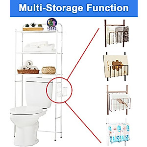 Oikos 3 Tier Over-The-Toilet Storage, Above Toilet Storage, Over The Toilet Bathroom Storage, Over The Toilet Storage White, Over Toilet Shelf, Bathroom Racks and Shelves, Magazine Rack (White)