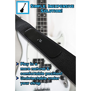 Guitar Gummy™ The ORIGINAL Guitar Strap Non Slip Grip Strip Pad; Prevent Neck Dive - SET of 4 PIECES; Large Black (Black)