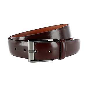 Trafalgar Men's Matteo 35mm Feather Edge Dress Belt, 36, Brown