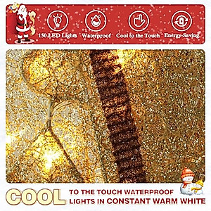 MUPATER Lighted Outdoor Christmas Decoration Nativity Scene, Lighted Christmas Yard Decor Set for Lawn and Home Holiday Party with Lights, Zip Ties and Ground Stakes, Gold