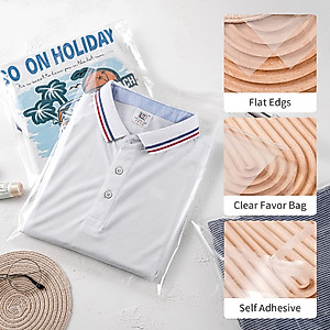 11x14 Cellophane Bags Self Adhesive, 50 Count Self Sealing Cellophane Bags Clear Plastic Bags for Clothes Packaging T Shirt bags Bags for A4, Packaging, Clothing & T Shirts, Pants, Foods, Flyers
