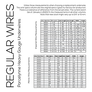Porcelynne Carbon Steel Replacement Underwire Repair - Nylon Coated - Heavy Gauge Sturdy Wire for Bras - Regular Wire Size 42-1 Pair - See Pictures for Measurements and How to Order