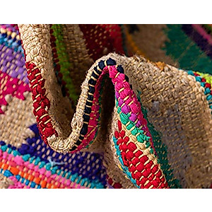 Unique Loom Chindi Trellis Collection Southwestern, Geometric, Modern, Bright Colors Area Rug (5' 0 x 8' 0 Rectangular, Multi/Beige)