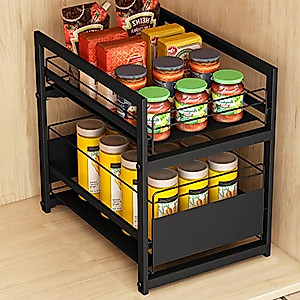 MADELL Sinks Under Sink Organizers,Kitchen Cabinet Organization,Under Cabinet Organizer Baskets Multi-Purpose Under Sink Shelf Organizer for Bathroom/Black