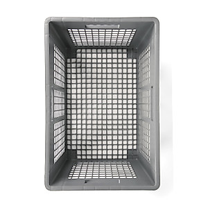 Hudson Exchange 24 x 16 x 12 (1 Pack) Mesh Straight Wall Handled Storage Container Tote, Gray