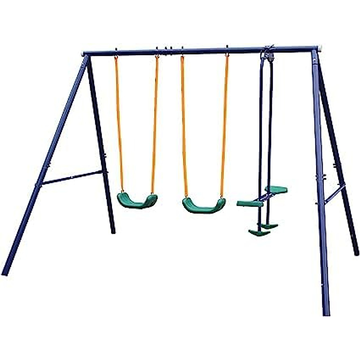 MIIUDGIG Metal Swing Set 3 in 1 for Front Courtyard Outdoor Toys for Kids Ages 3+, Outside Playground Backyard Swingset