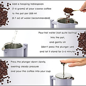 Mixpresso Stainless Steel French Press Coffee Maker 27 Oz 800L Double Wall Metal Insulation Coffee Press & Tea Brewer Easy Clean & Easy Press, Strong Quality Coffee Press (Light Blue)