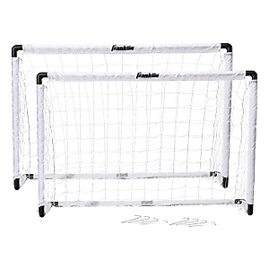 Franklin Sports Kids Soccer Goal Set - Portable Backyard Youth Soccer Goals - 2 Mini Soccer Goals with Ground Stakes - 54" x 36",Black