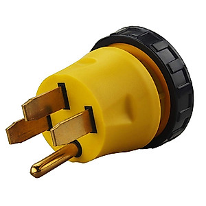 Plugrand 50 Amp Male NEMA 14-50P to 30 Amp Female NEMA L5-30R Locking Adapter，RV 50A Adapter 14-50P Male to Shore Power 30A L5-30R Female with Locking Ring