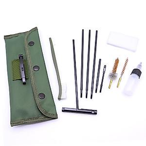 Cleaning Kit Set Cleaning Kits Portable Clean Kit Supplies for 5.56mm/ .223/ .22 Cal with Olive Green Bag