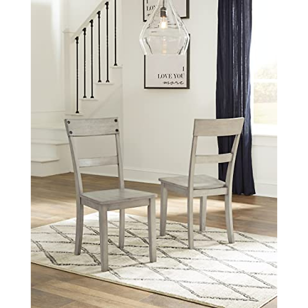 Signature Design by Ashley Loratti Modern Farmhouse Weathered Wood Dining Chair, 2 Count, Gray