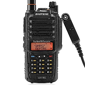 BAOFENG UV-9G GMRS Radio Waterproof IP67, Outdoors Two Way Radios Long Range Rechargeable, Handheld Dual Band NOAA Scanner, GMRS Repeater Capable, Programming Cable Included