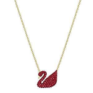 SWAROVSKI Women's Iconic Swan Pendant, Red, Gold-Tone Plated