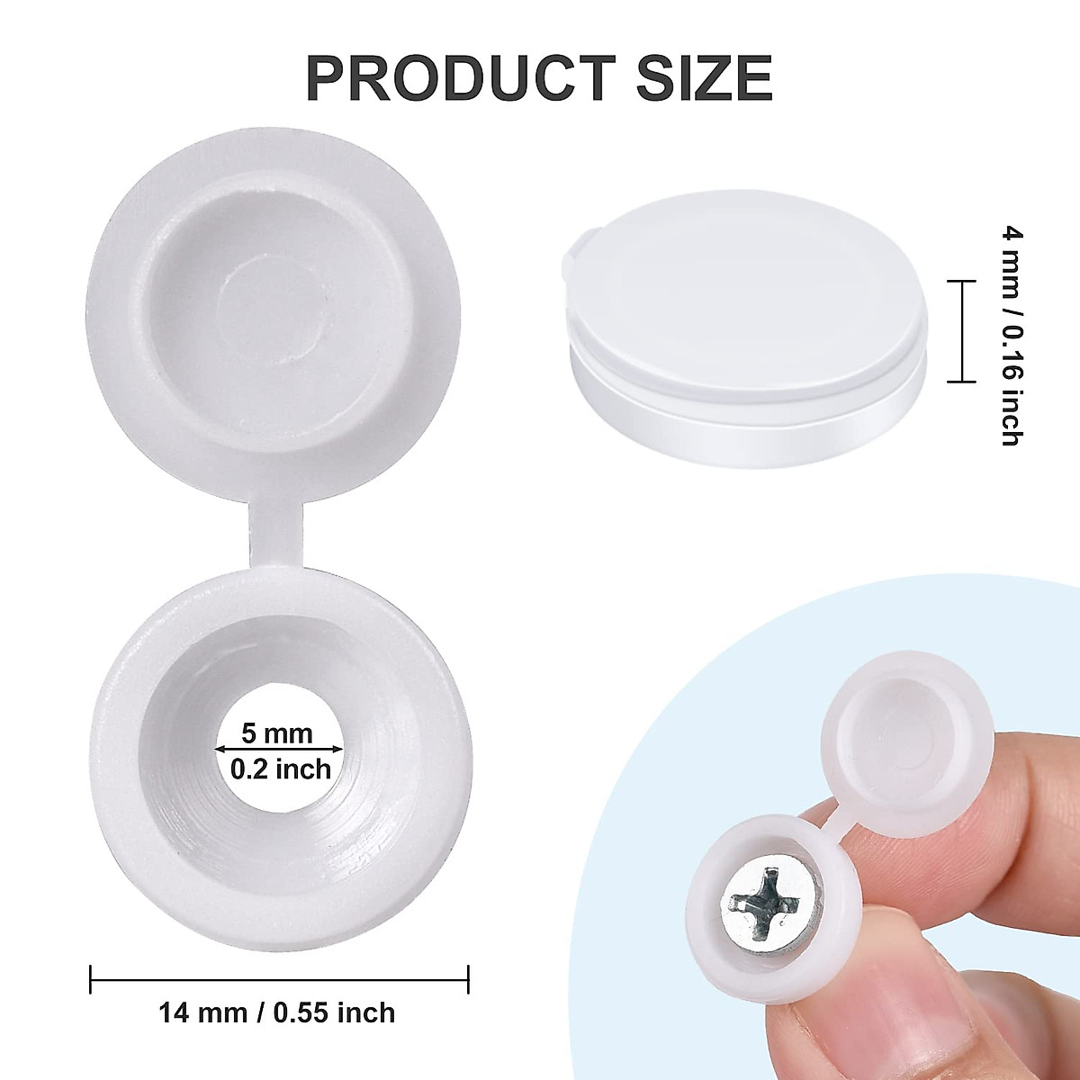 200pcs Screw Caps, Sopito Plastic Hinged Screw Cover Caps Fold Screw ...