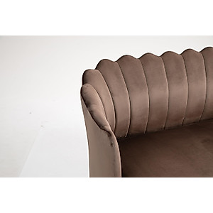 hegmentine Contemporary Velvet Loveseat Sofa,Modern Sofa Couch,Velvet 2-Seater Sofa with Durable Metal Legs and Comfort Back Cushion for Compact Living Room or Apartment,Living Room (Brown)