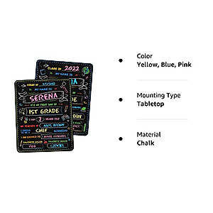 First Day of School Board Sign - 14” X 11” Double-Sided - My First & Last Day of School Sign Chalkboard - 1st Day School Signs for Kids Back to School Supplies Preschool Kindergarten 1st Grade