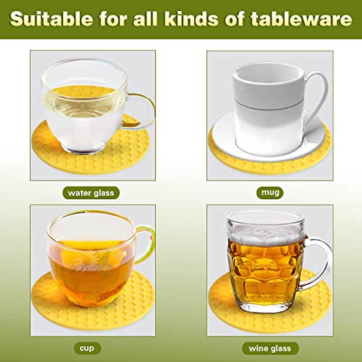 Rubber Jar Opener Gripper Pad, Jar Opener for Weak Hands, Silicone Heat Insulation Pad Round Rubber Grippers for Opening Jars for Elder Kid, People with Arthritic Hands(4PCS)