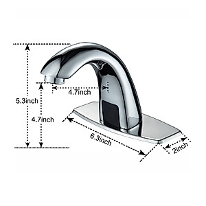 HHOOMMEE Commercial Automatic Sensor Touchless Bathroom Sink Faucet, Motion Activated Hands-Free Basin Tap with Mixer Valve Control Box and Deck Plate