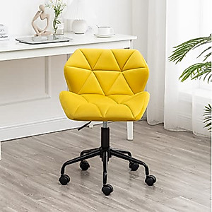 Roundhill Furniture Eldon Diamond Tufted Adjustable Swivel Office Chair, Yellow