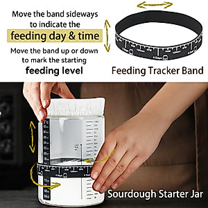 Nolniu Sourdough Starter Jar, 42 oz Large Capacity Sourdough Starter Jar with Date Marked Feeding Band, Sourdough Jar Scraper, Cloth Cover & Metal Lid, Sourdough Starter Kit