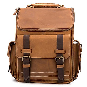 VELEZ Leather Backpack for Women - 13 Inch Laptop Bag - Designer Bookbag - Small Casual Daypack Brown