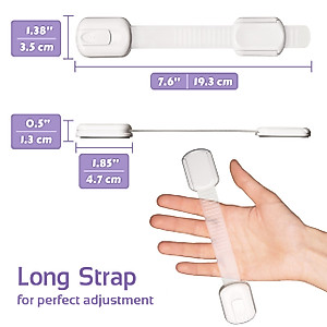 Baby Proofing Safety Cabinet Locks - Child Proof Latches for Dresser Drawer Cupboard Doors Closet Oven Refrigerator Fridge - Adjustable Childproof Straps by Oxlay - White - 6 Pcs