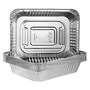 PLASTICPRO Disposable 9 x 13 Heavy Weight Aluminum Foil Pans Half Size Deep Steam Table Bakeware - Cookware Perfect for Baking Cakes, Bread, Meatloaf, Lasagna Pack of 10