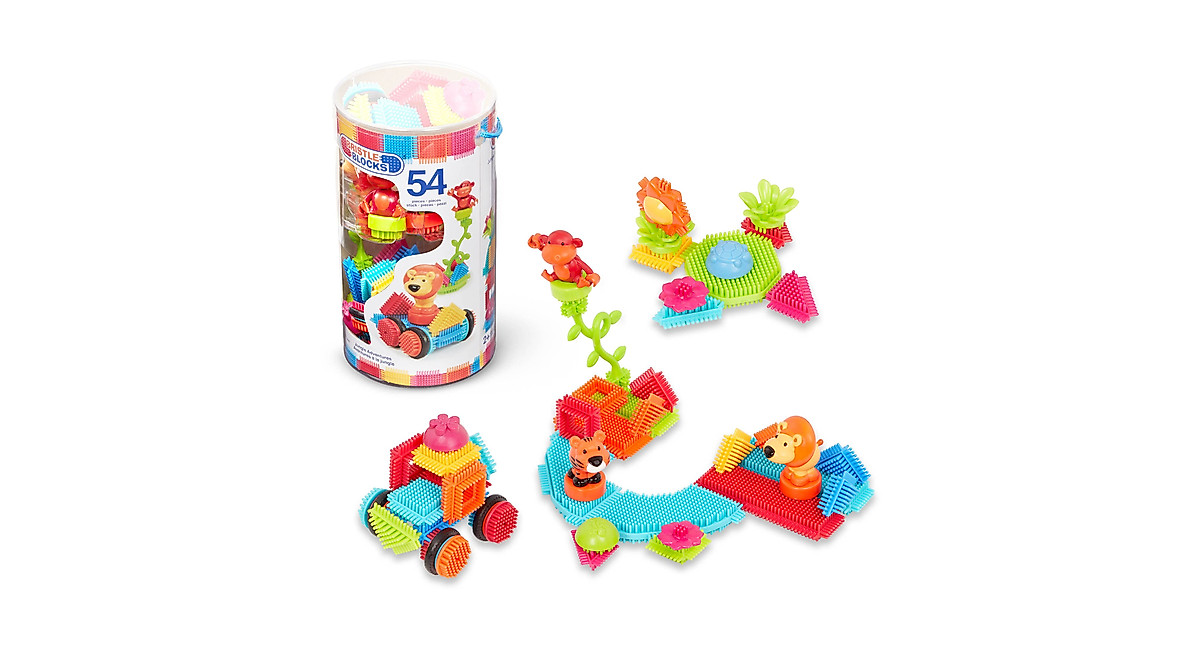 Battat Bristle Blocks: 54pc Jungle Adventure STEM Toy Set for Toddlers