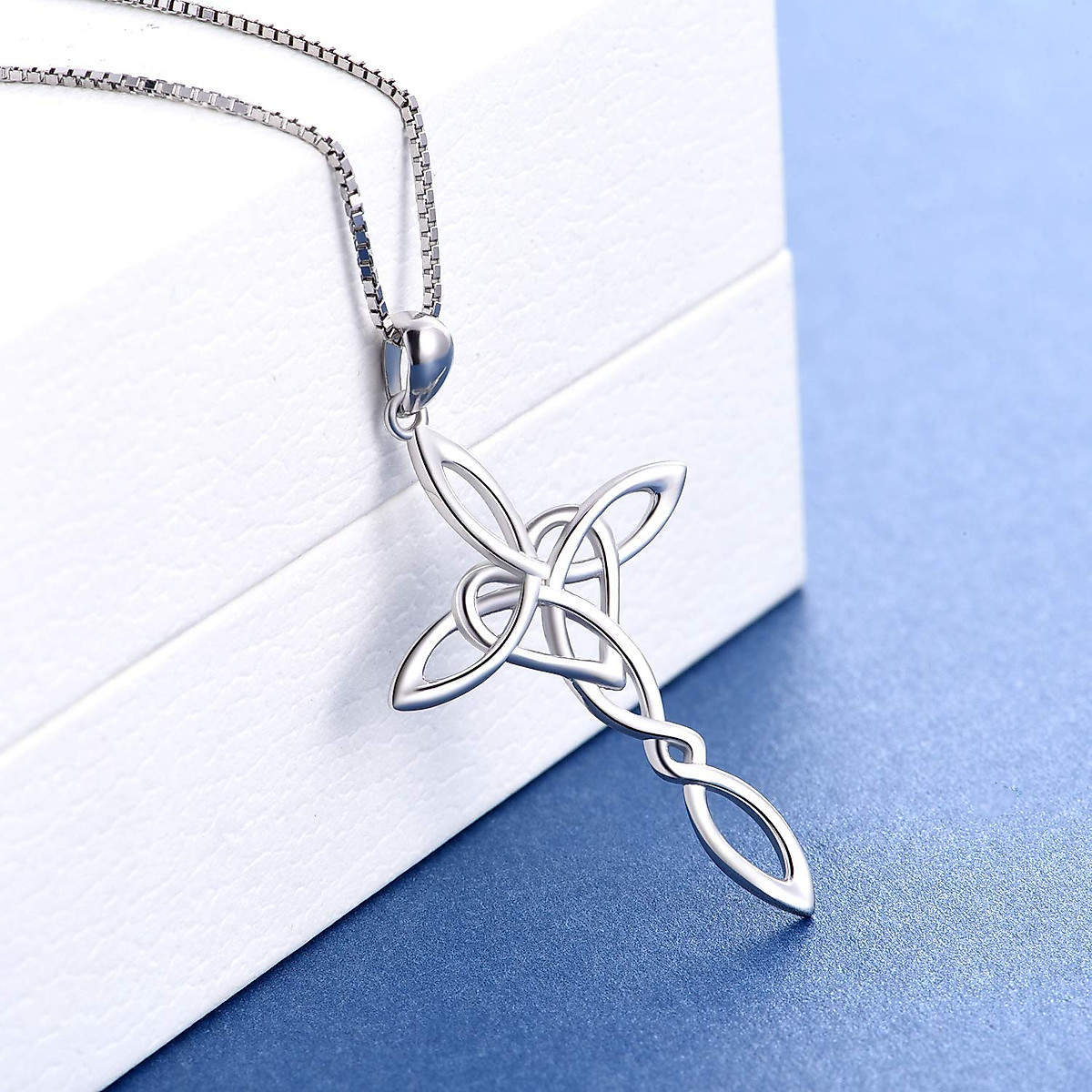 Womens Cross Necklace Gifts Sterling Silver Religious Irish Infinity Love Heart Irish Celtics Necklace Jewelry Mothers Day Birthday Gifts for Women