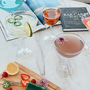 PURE MORA Nick and Nora Glasses, Set of 4-6oz - Smaller Cocktail Glass for Bijou, Old Pal, Aperitifs, Negroni, Vermouth, Wine, etc. Hand Blown Premium Crystal - Classic Bartender Mixology Glassware