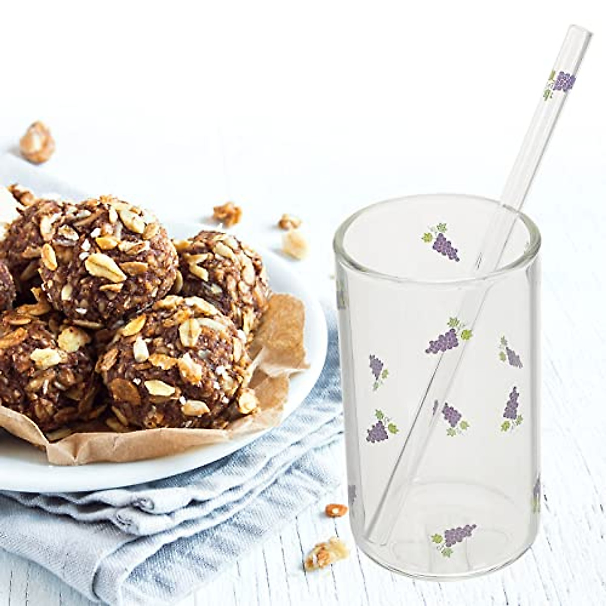 UPKOCH 2 Sets strawberry glass beer glasses glass cup with straw clear straw glasses clear beer can glass clear juice glasses clear water bottles cute cup aesthetic High borosilicate