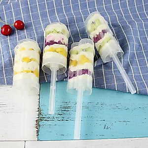 Jucoan 50 Pack Cake Pop Shooter, Heart Shape Plastic Cake Push Up Container with Lid, Base, Stick for Cake, Dessert, Party