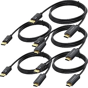 CLAVOOP DisplayPort to HDMI Cable 3FT 5 Pack, DP to HDMI Uni-Directional Cable, Gold Plated Display Port to HDMI Cord Male to Male Compatible for Desktop Monitor Projector HDTV Laptop - 3 Feet