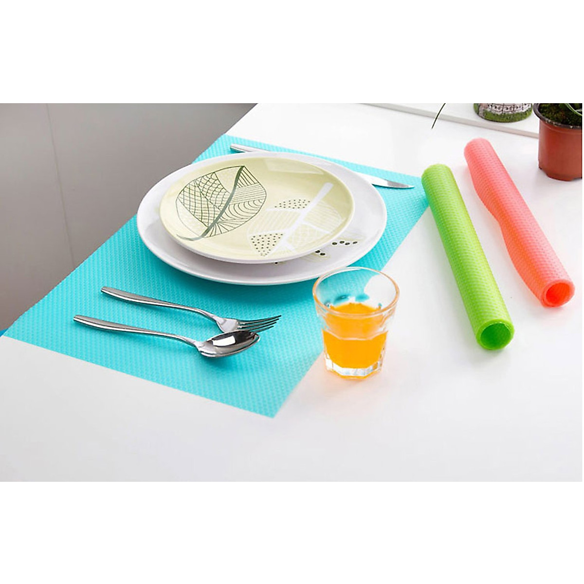 Cafurty 4 Pcs Refrigerator Mats, Fridge Mats Can Be Cut Refrigerator Pads Fridge Pads Vegetable Fruits Fresh Pad Drawer Table Placemats Cabinet Protective Pads Shelves Drawer Mats - Blue