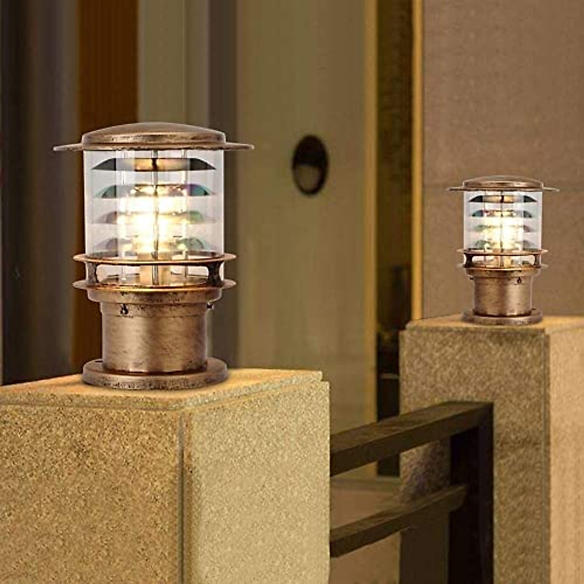 MODEBHD LED Landscape Street Courtyard Column Lamps IP54 Waterproof Super Bright Post Light Die-cast Aluminum Acrylic Garden Pillar Lantern Creative European Outdoor Patio Lighting