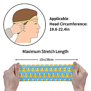 Men and Women Headbands Non Slip Breatheable Sports Sweatband Cute Funny Yellow Duck Rubber Ducky Sky Blue Sweat Band for Workout, Sports, Gym, Cycling