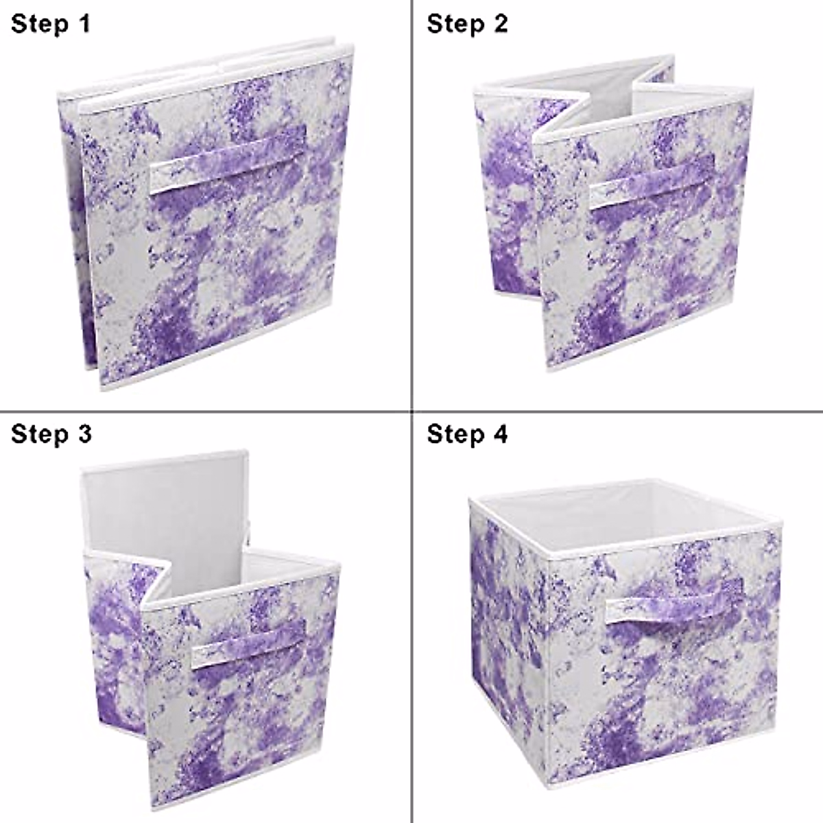 Sorbus Cube Storage Bins Cube Foldable Fabric Basket Bin Box Shelves Cubby Cloth Organizer - Great for Kids Nursery Closet Shelf, Playroom, Home Organization, 4-Pack (Tie-Dye Purple)