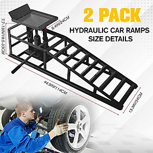 Aoile 2PCS Auto Car Truck Service Ramps Lifts,11023lbs(5T) Garage Car Lift Hydraulic Ramps,Portable Car Ramps for Oil Changes High Lift,Lift Repair Frame Lift Height Adjust 9.8"-15" (Black)