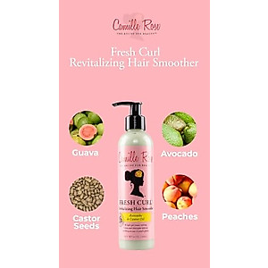 Camille Rose Fresh Curl Hair Styling Lotion & Detangler, with Avocado and Castor Oil, to Moisturize and Promote Hair Growth, for all Hair Types, 8 oz