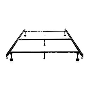 MALOUF Heavy Duty Adjustable Metal Center Support and Rug Rollers bed frame, Queen, Full XL, Full, Twin XL, Twin, Black
