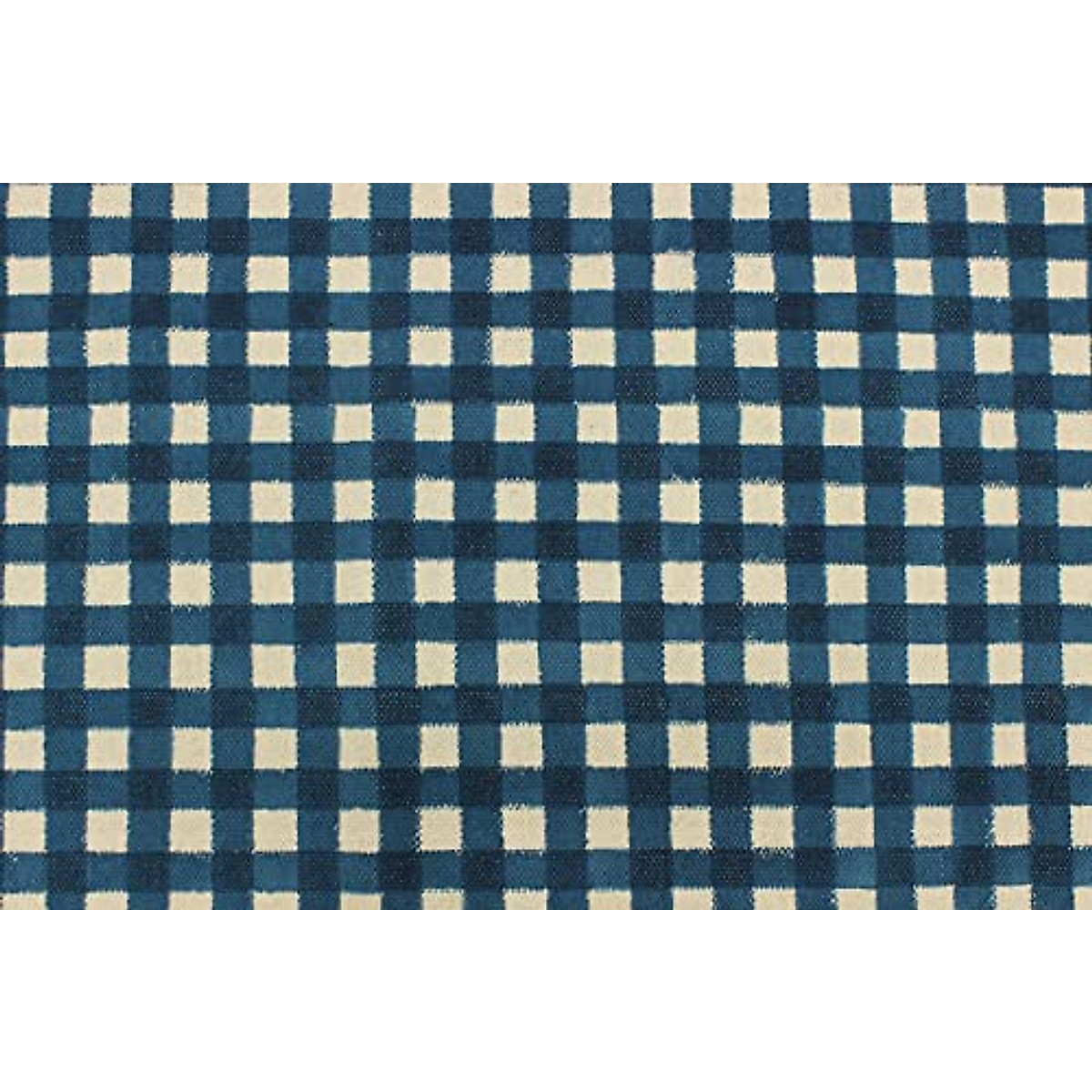 Casavani Hand Block Printed Area Rug Hand Made Geometric Blue Tassel Rug Cotton Easy Washable Rugs Best Uses For Doormat Entryway Kids Room Bedroom Hallway 4x8 6x8 7x7 Feet Square