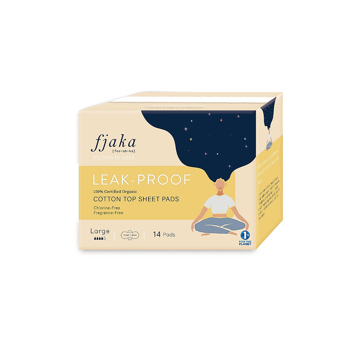 FJAKA USA [fee-ah-ka] Feminine Care Organic Cotton Cover Pads - Ultra Thin Sanitary Napkin Pads Heavy Absorbency, Unscented with Pad Wings for Women